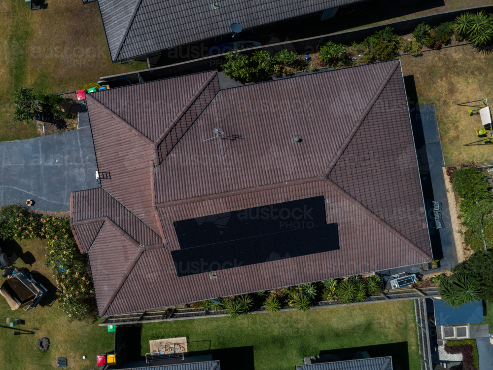 Image of Aerial view of house in Australian suburbia with newly ...