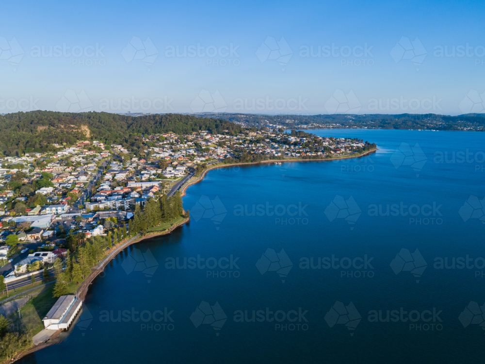 Image of Speers Point aerial view of shoreline around Cockle bay in ...