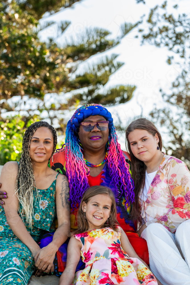 Image of Torres Strait Islander family with grandmother mum and ...